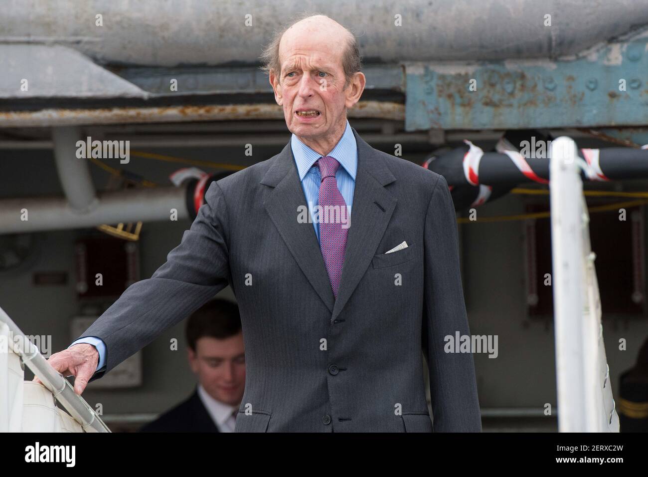 Prince Edward, Duke of Kent during a visit to HMS Belfast and HMS ...