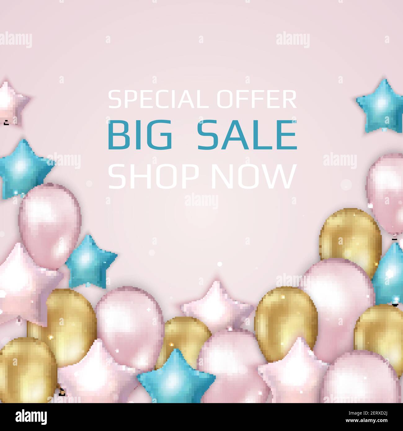 Background with realistic floating balloons. Sale banner, poster or ...