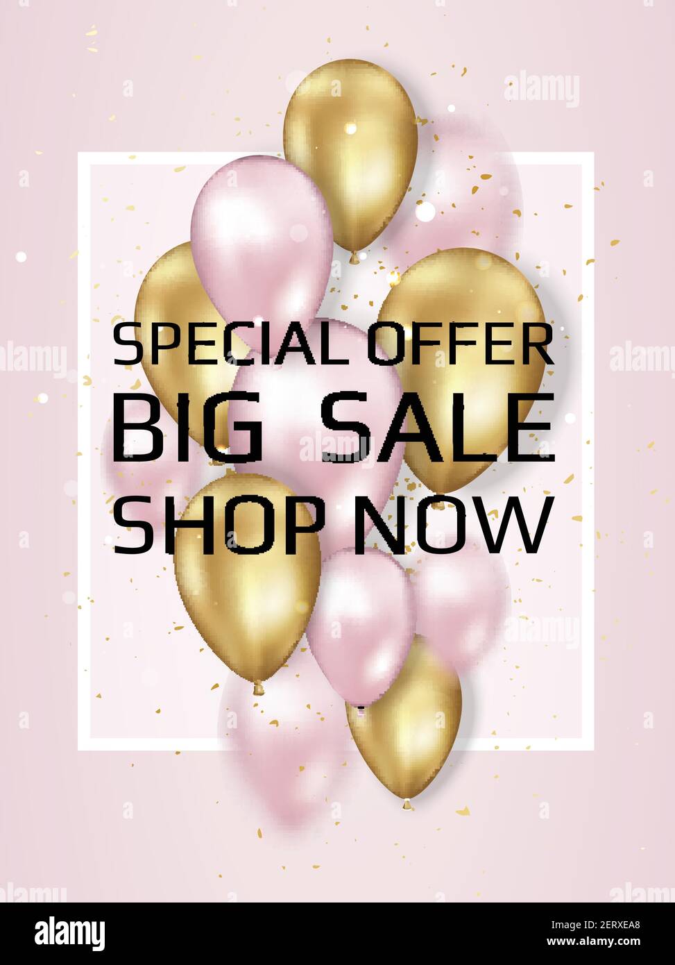 Background with realistic floating balloons. Sale banner, poster or ...