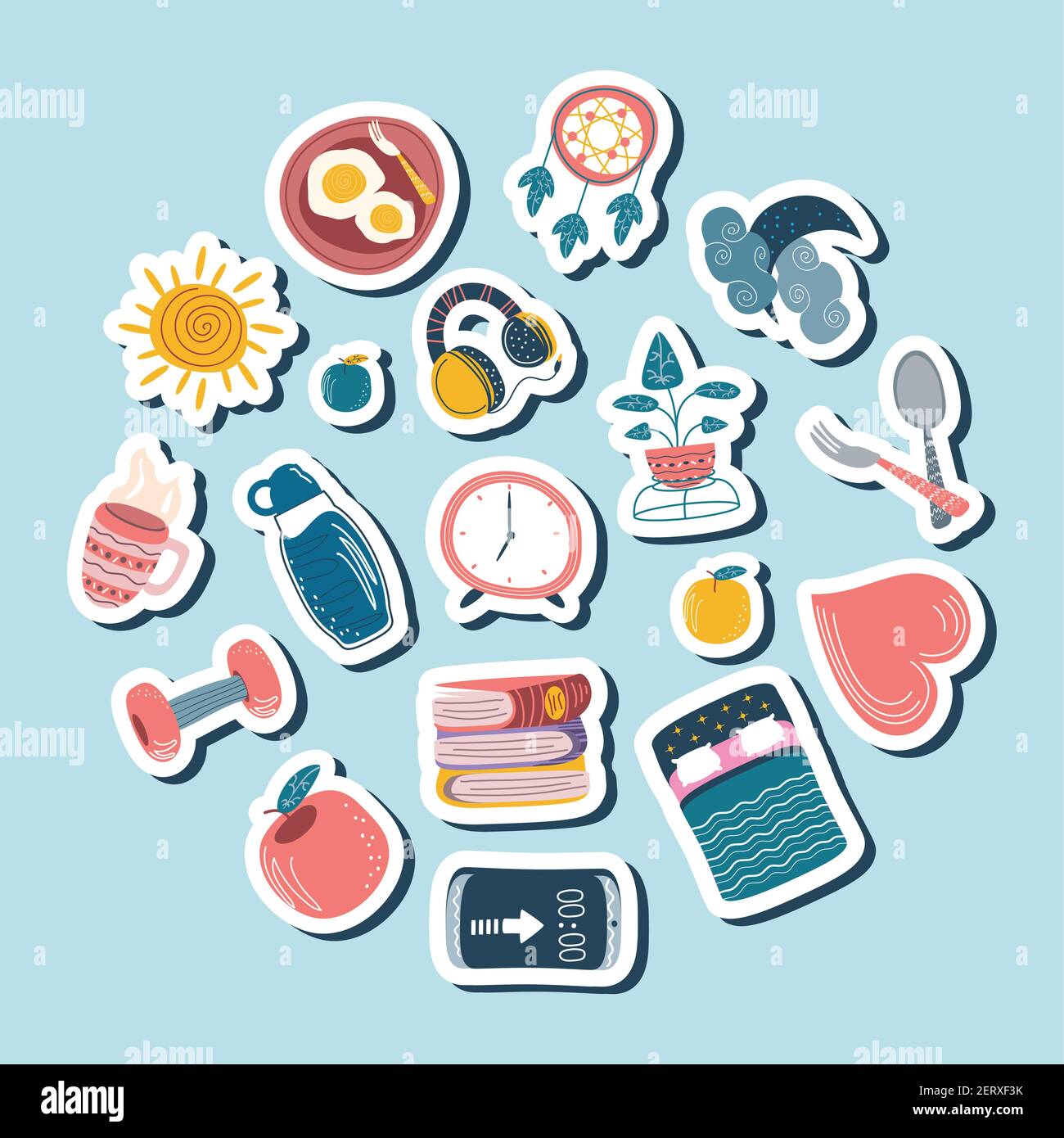 daily stickers home cartoon icons Stock Vector Image & Art - Alamy