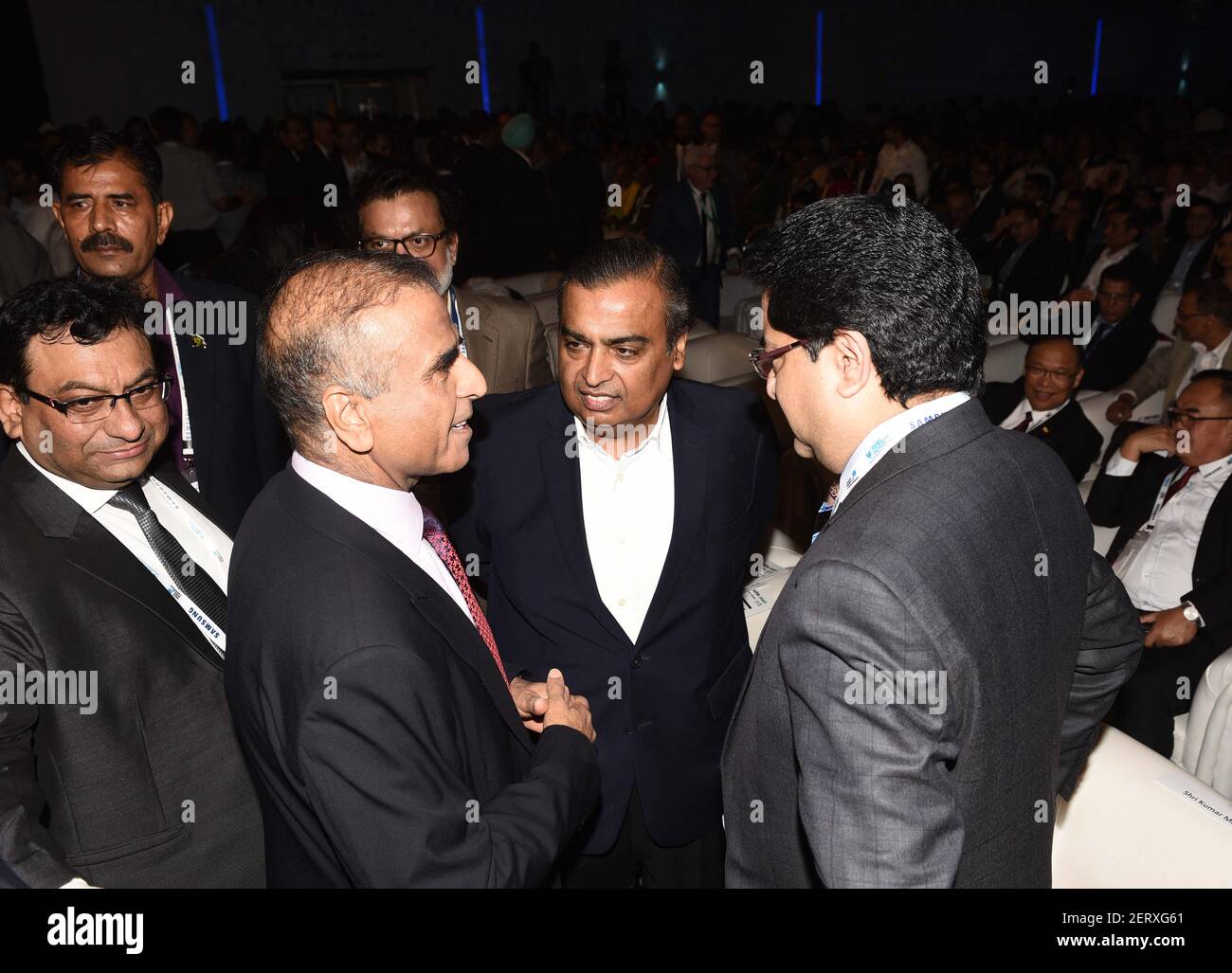 NEW DELHI, INDIA - OCTOBER 25: Bharti Enterprises Chairman Sunil Bharti Mittal, Reliance ...