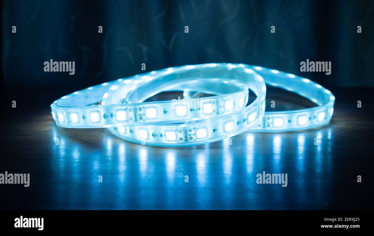 blue light led strip,illuminating diode tape Stock Photo - Alamy