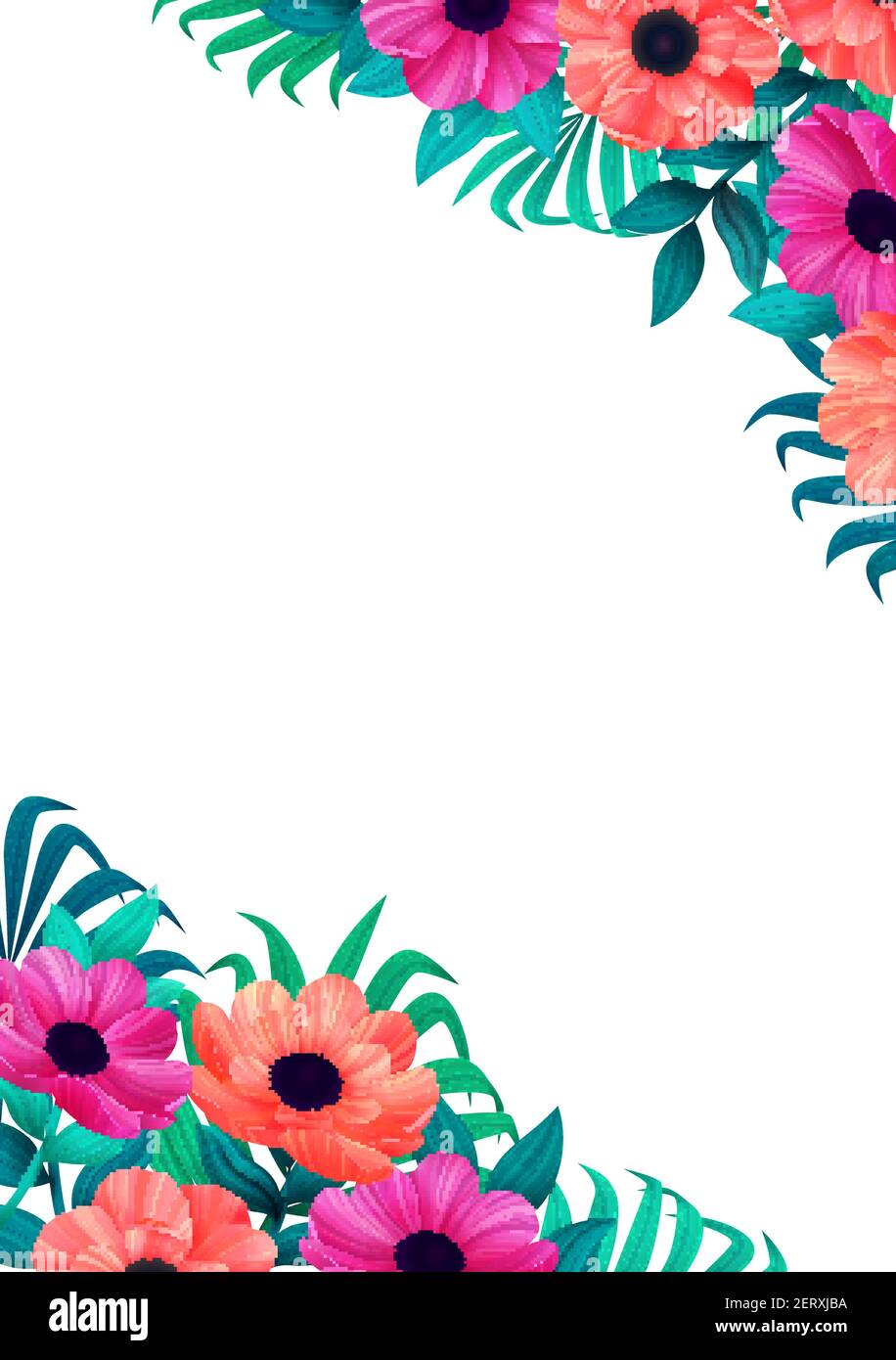 floral frame, corner trendy design. Vertical Design with beautiful ...