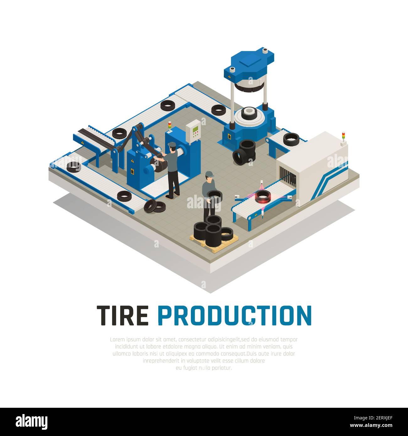 Tire production isometric composition with industrial equipment for ...