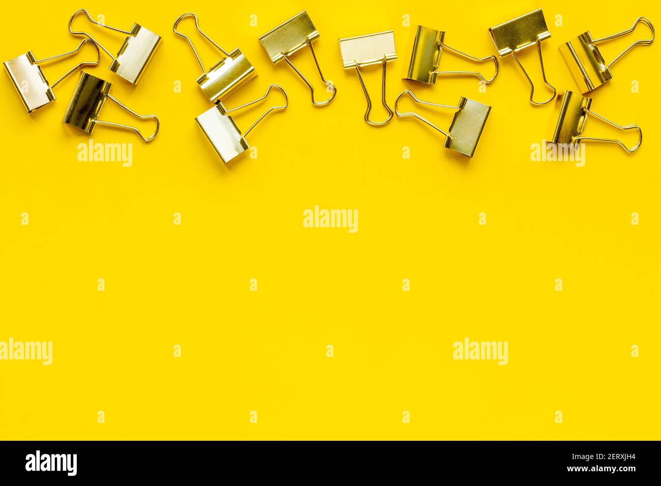 Stationery pattern, office supplies background. Paper binder clips top ...