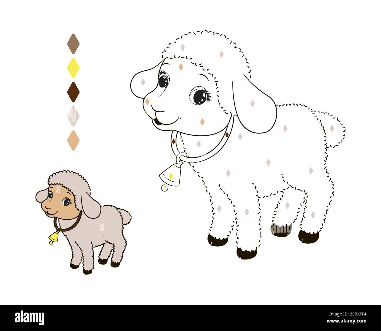 coloring book by dotted line and color, by numbers for the little ones ...