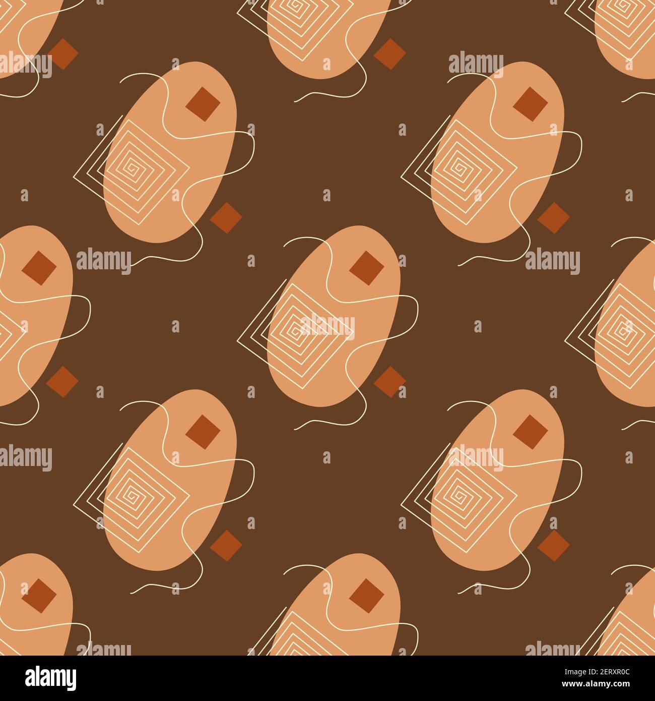 Abstract seamless pattern shapes and lines brown background. Modern ...