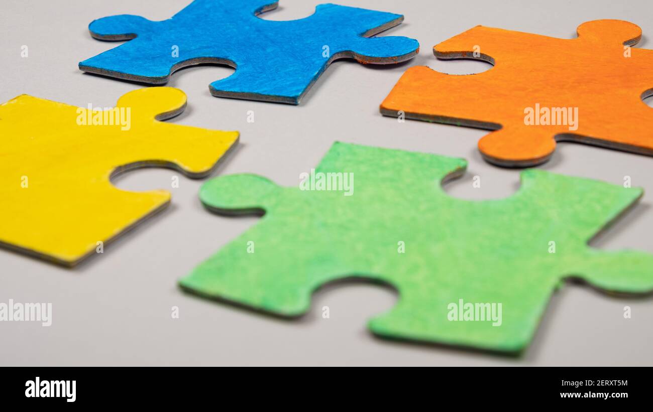 child autism symbol colored puzzles, inclusive education Stock Photo ...