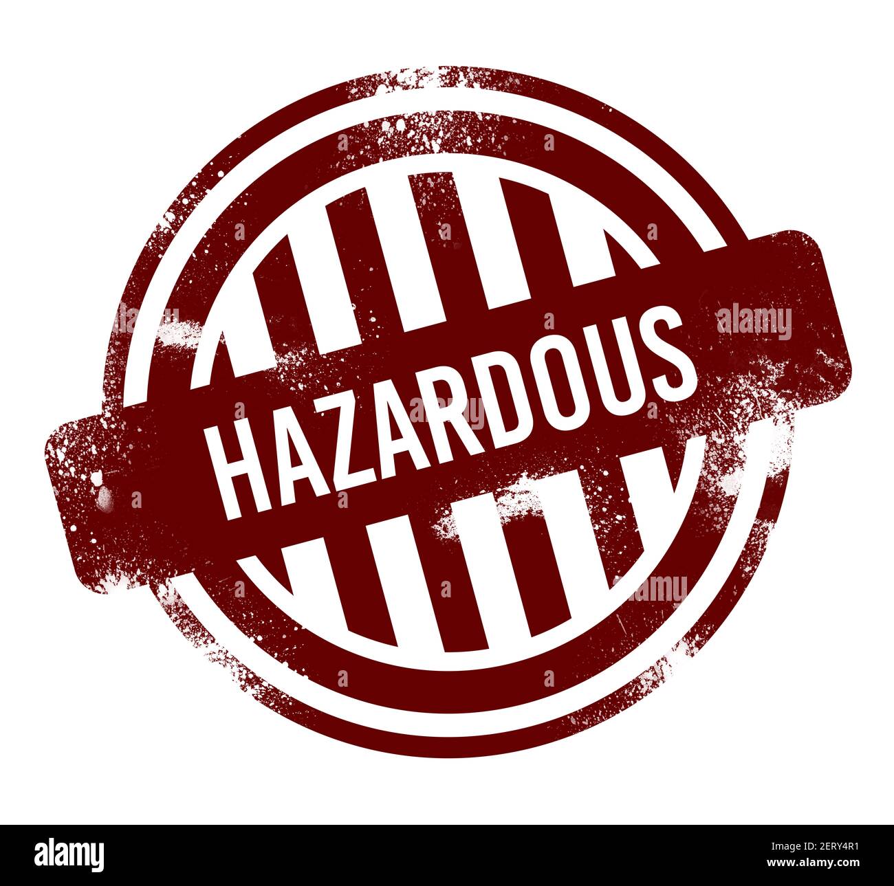 Hazardous - red round grunge button, stamp Stock Photo - Alamy