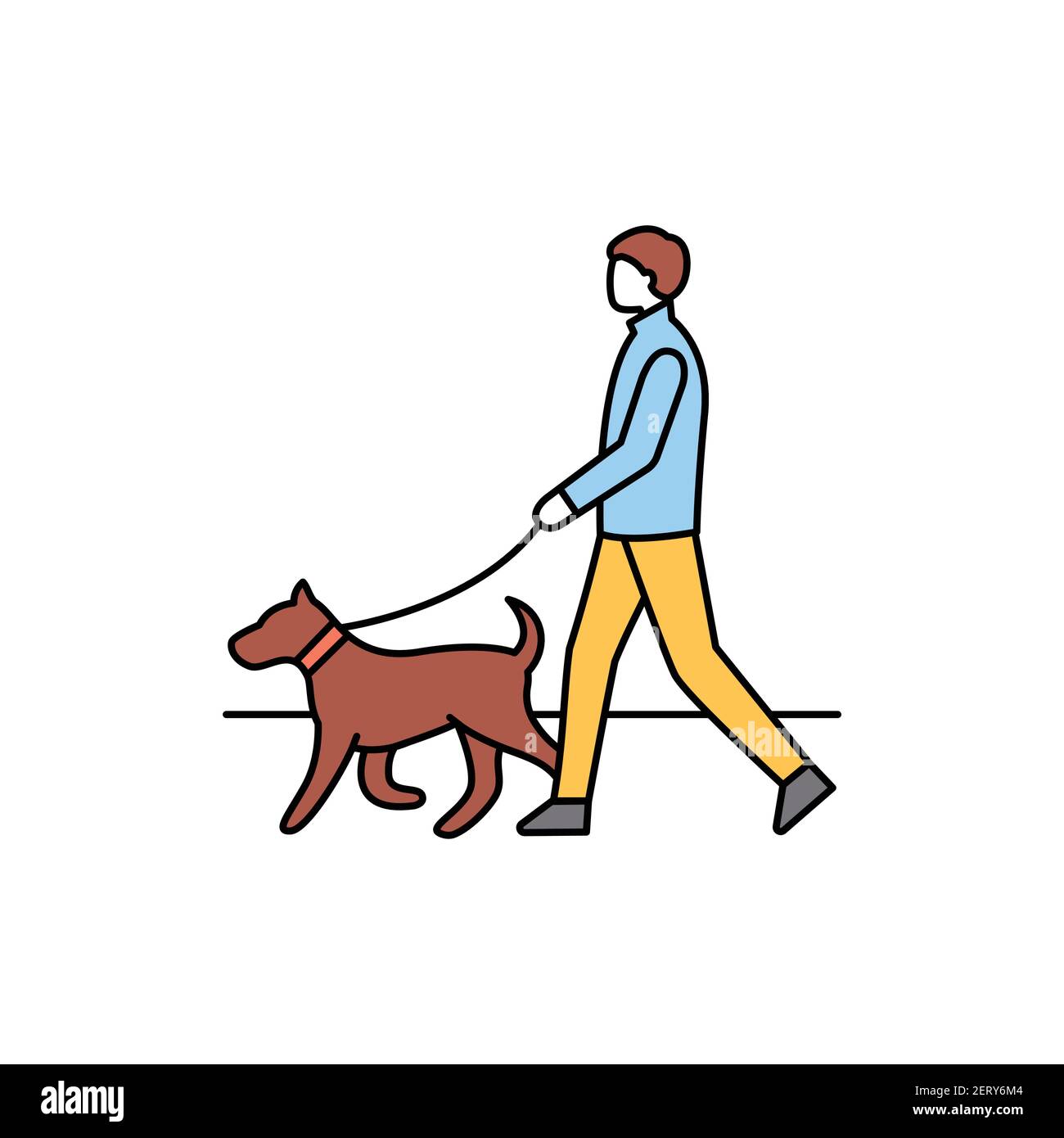 Dog walk color line icon. Pictogram for web page, mobile app, promo. UI ...