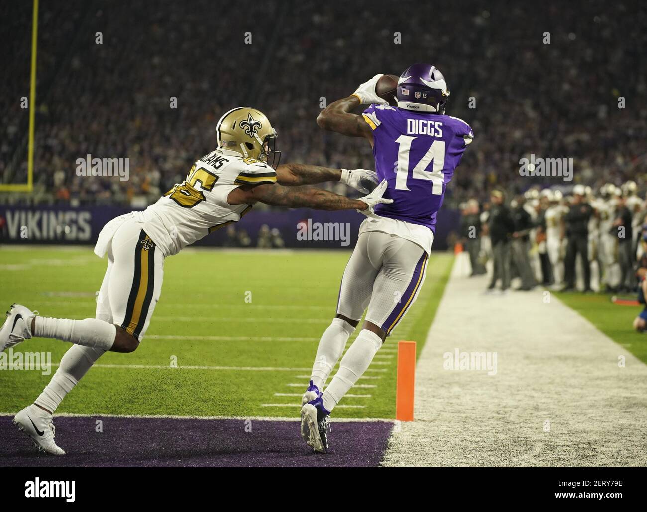 Minnesota Vikings wide receiver Stefon Diggs (14) catches a 1-yard ...