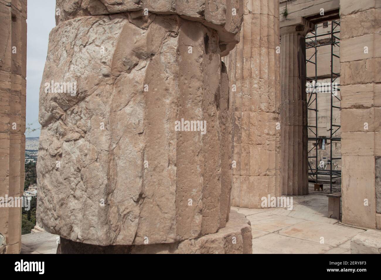 The old city view of ancient ruins. Architecture detail of the ancient temple, Athens, Greece ...