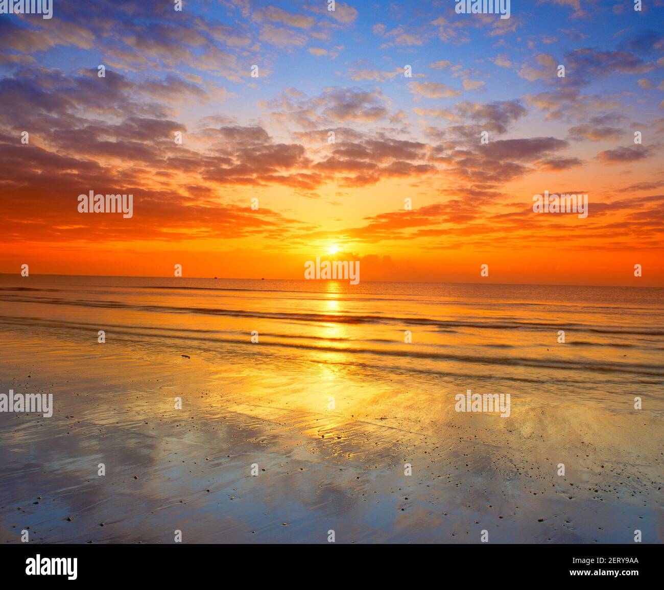 UK, Northumberland, coastal sunset Stock Photo - Alamy