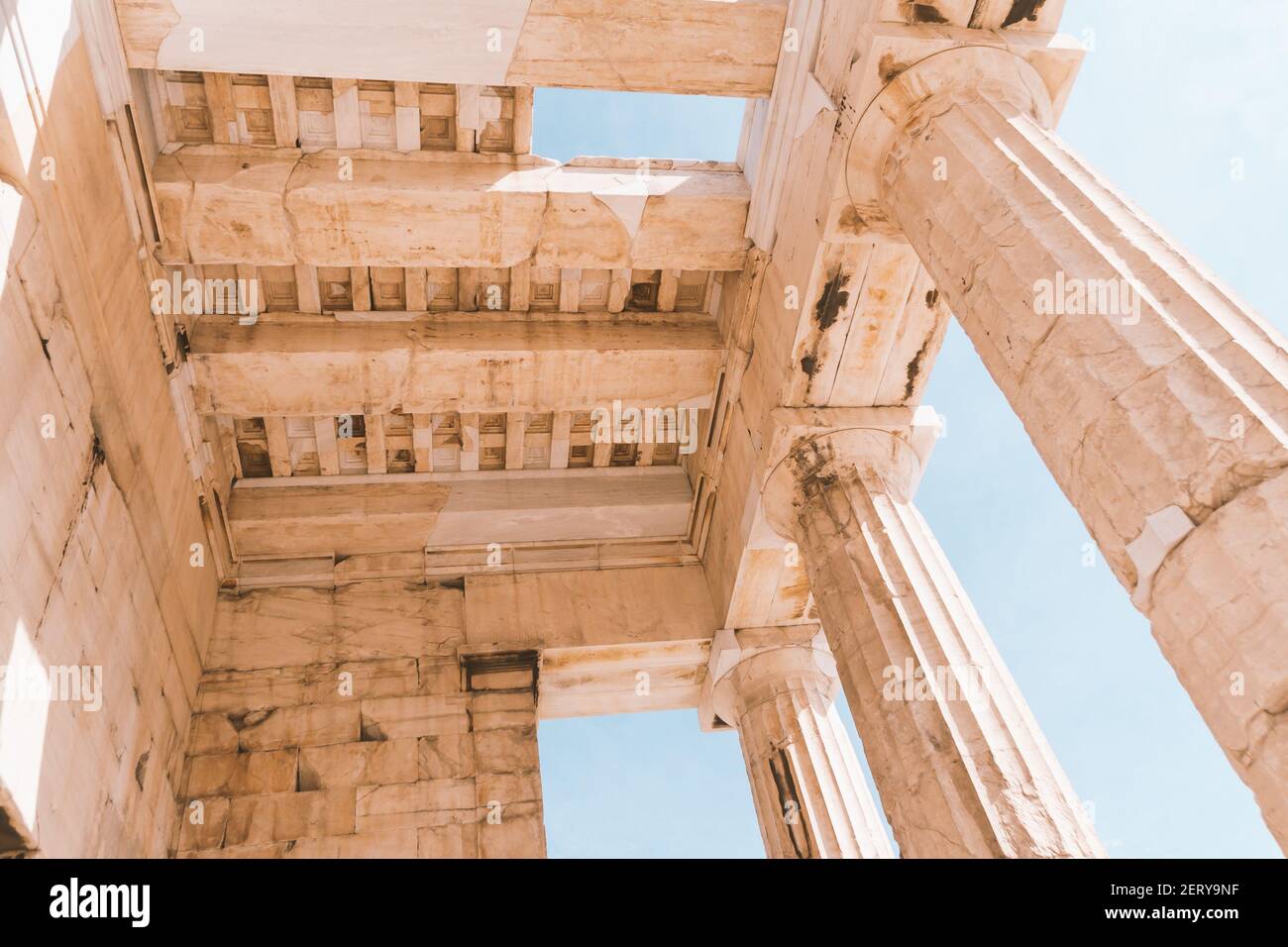 The old city view of ancient ruins. Architecture detail of the ancient temple, Athens, Greece ...