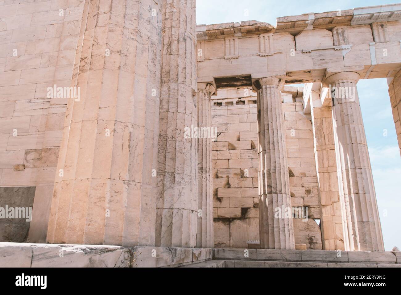 The old city view of ancient ruins. Architecture detail of the ancient temple, Athens, Greece ...