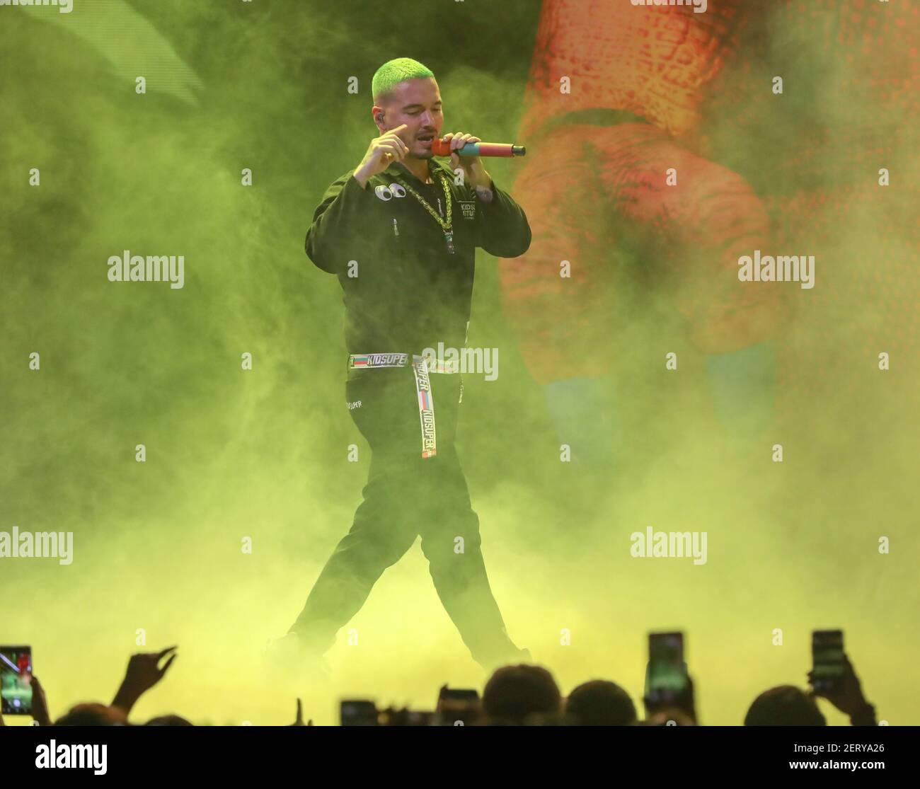 MIAMI, FL - OCT 28: J Balvin is seen performing at the American ...