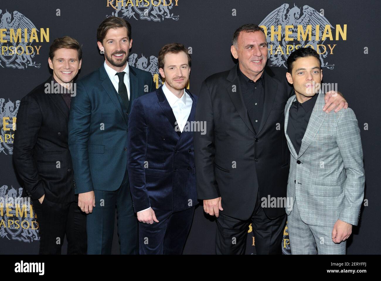 L-R: Actors Allen leech, Gwilym Lee, Joe Mazzello, producer Graham King ...