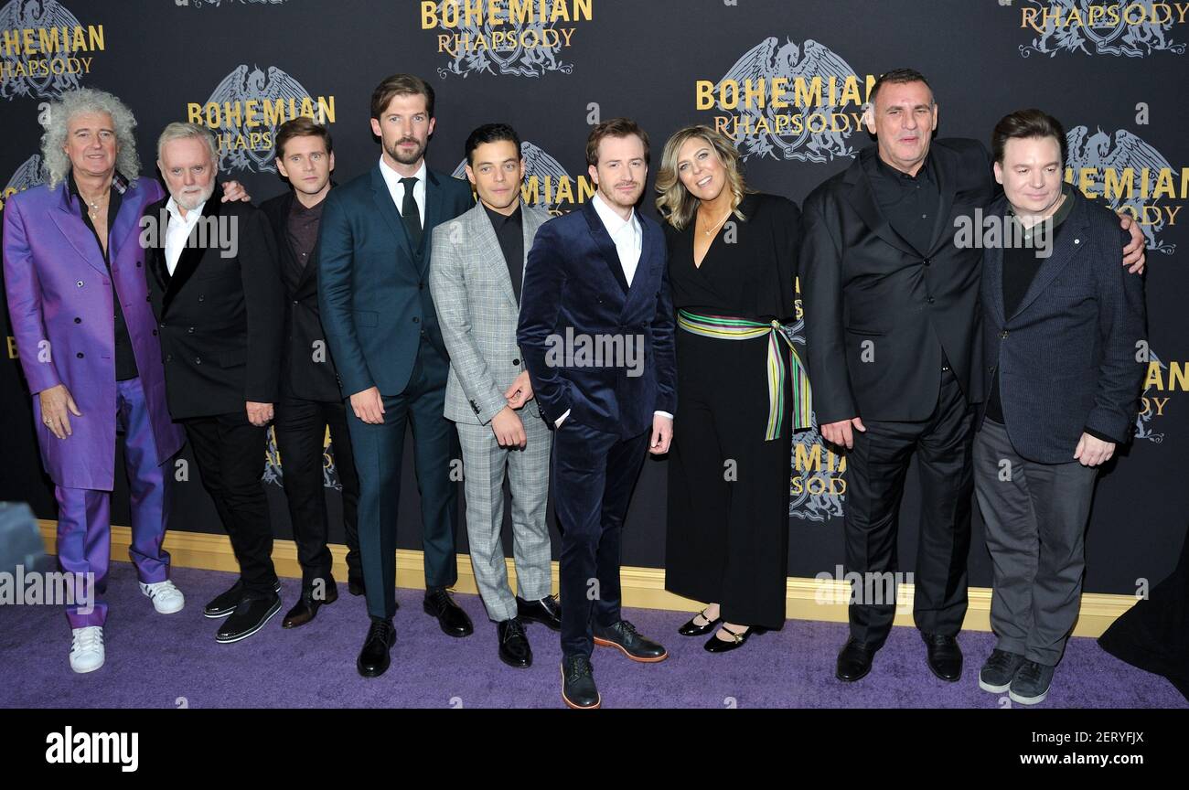 L-R: Musicians Brian May and Roger Taylor, actors Allen leech, Gwilym ...