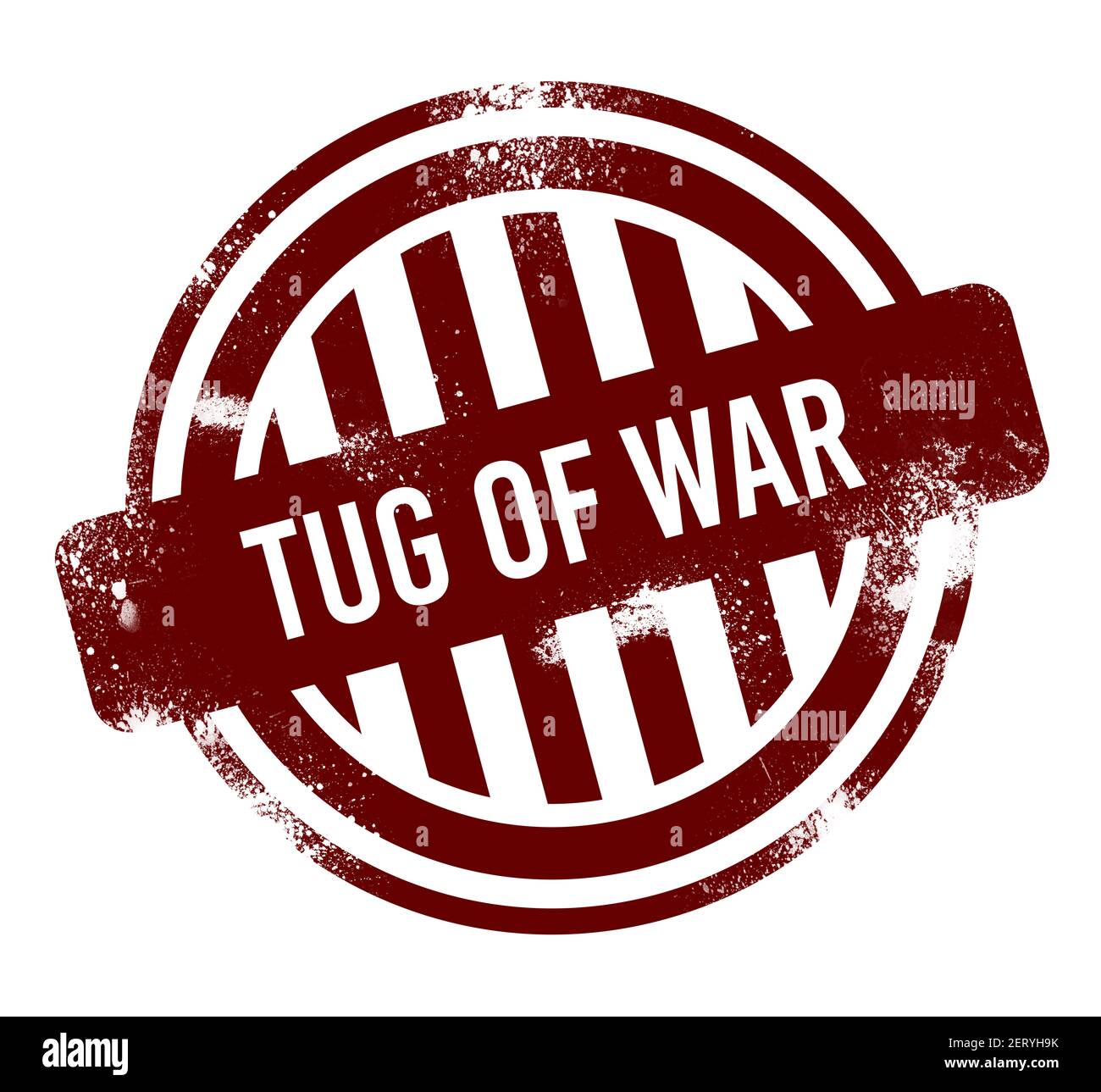 Tug of War - red round grunge button, stamp Stock Photo - Alamy