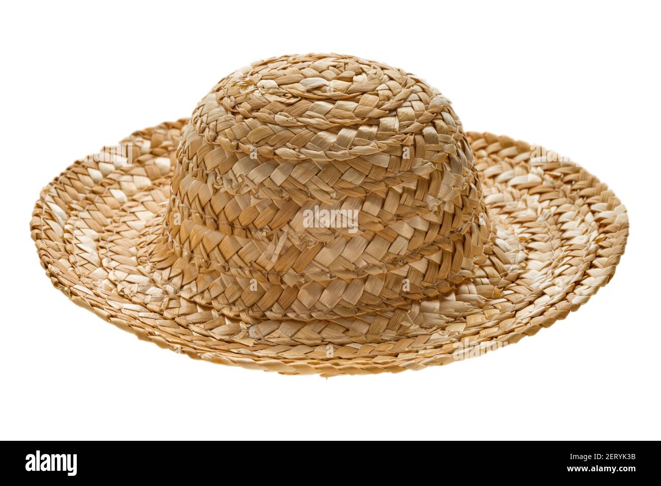 Round straw hat, side view, isolated on white background Stock Photo ...