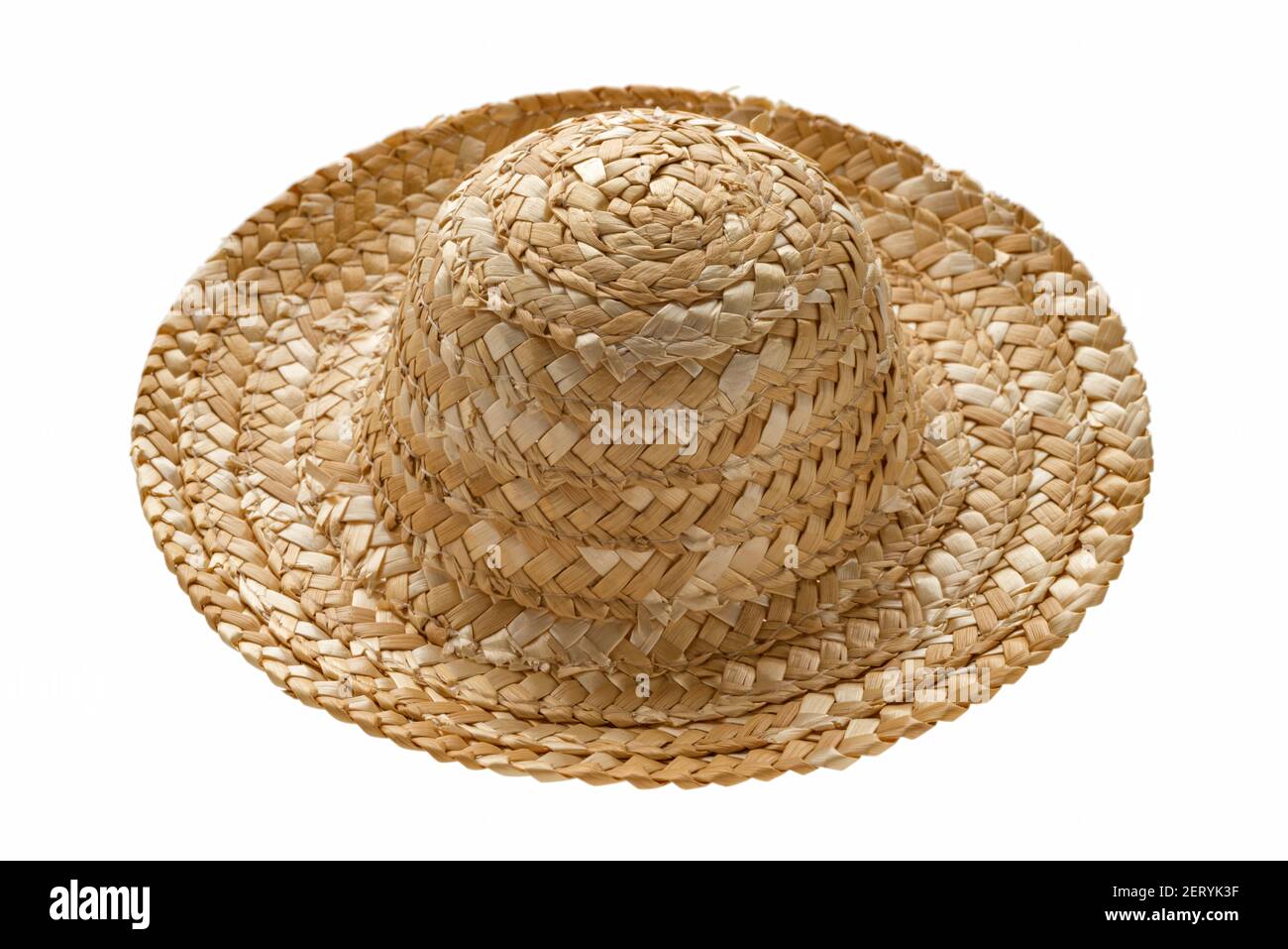 Round straw hat, side view, isolated on white background Stock Photo ...