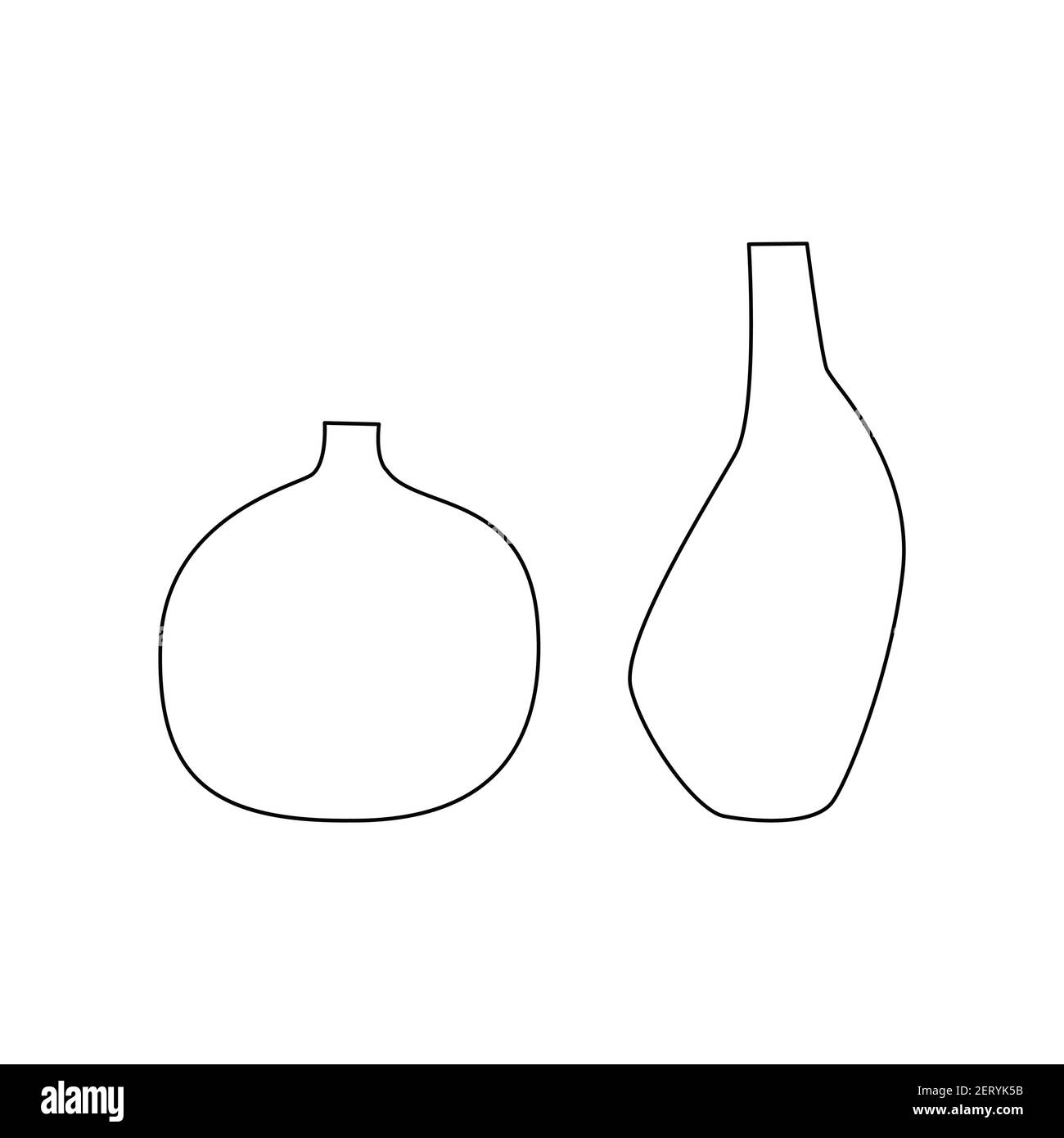 Stylish vases of abstract shapes. Minimalism. Black and white vector ...