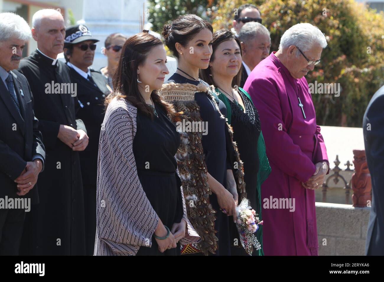 Duchess sussex wear traditional maori cloaks called korowai during hi ...
