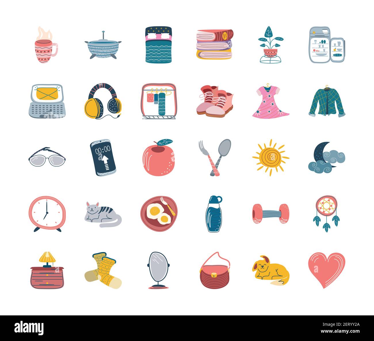 set daily stickers activities cartoon Stock Vector Image & Art - Alamy