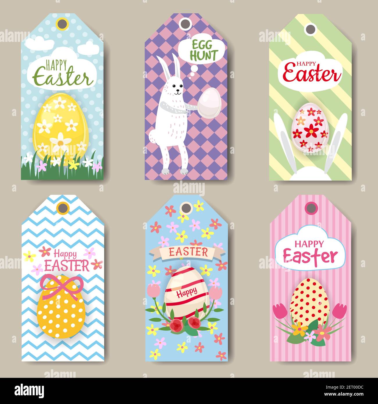 Happy Easter Cards Set with Rabbit, egg. Mini Posters Collection ...