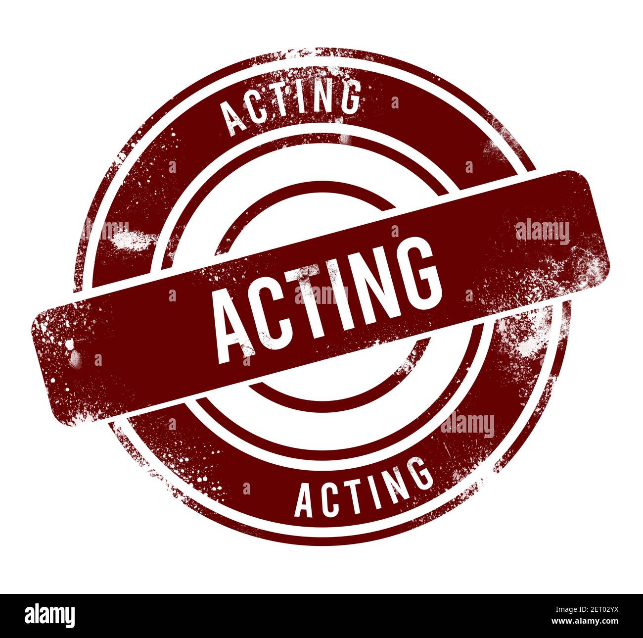 Acting - red round grunge button, stamp Stock Photo - Alamy