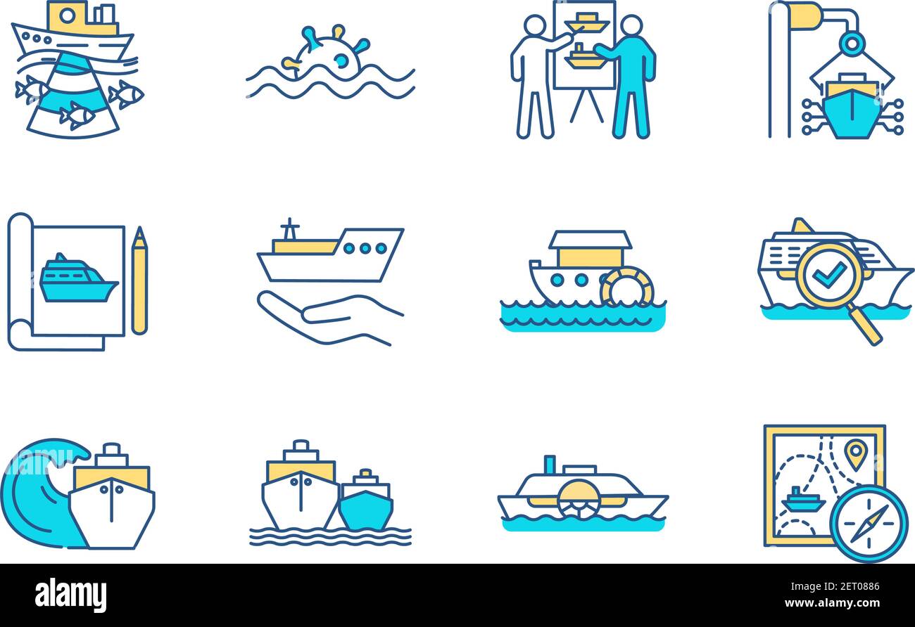 Marine engineering RGB color icons set Stock Vector Image & Art - Alamy