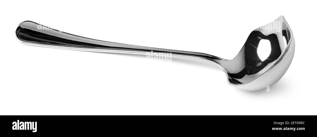 Metal kitchen ladle isolated on white background Stock Photo - Alamy