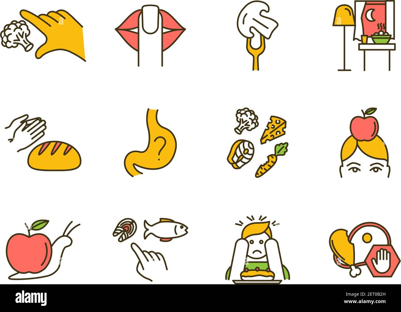 Conscious nutrition RGB color icons set Stock Vector Image & Art - Alamy