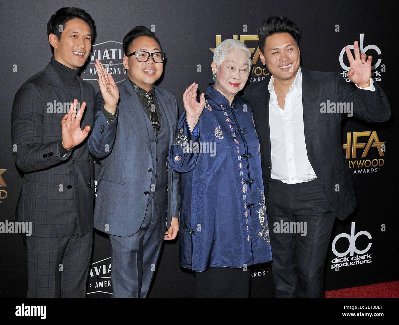(L-R) Harry Shum Jr, Nico Santos, Lisa Lu and Jon M. Chu at the 22nd ...