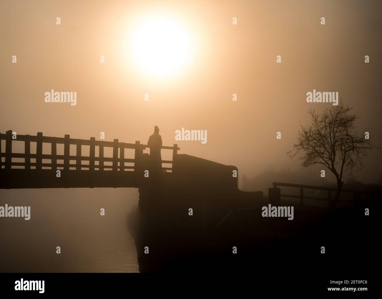 Silhouette man standing bridge hi-res stock photography and images - Alamy