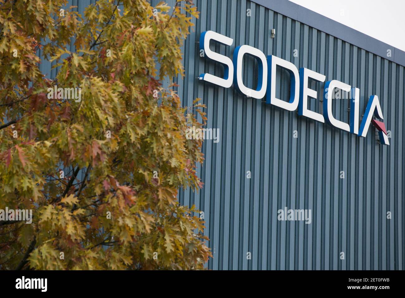 A logo sign outside of a facility occupied by Sodecia S.A., in Sterling ...