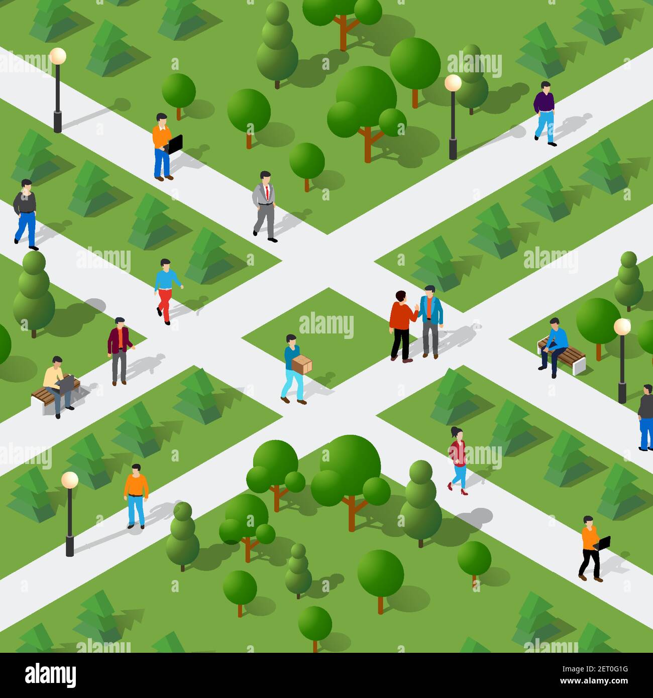 Isometric people lifestyle communication in an urban environment Stock ...