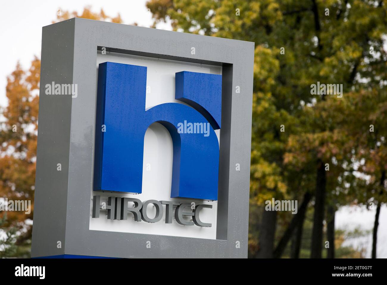 A logo sign outside of a facility occupied by HIROTEC in Auburn Hills, Michigan, on October 27 ...