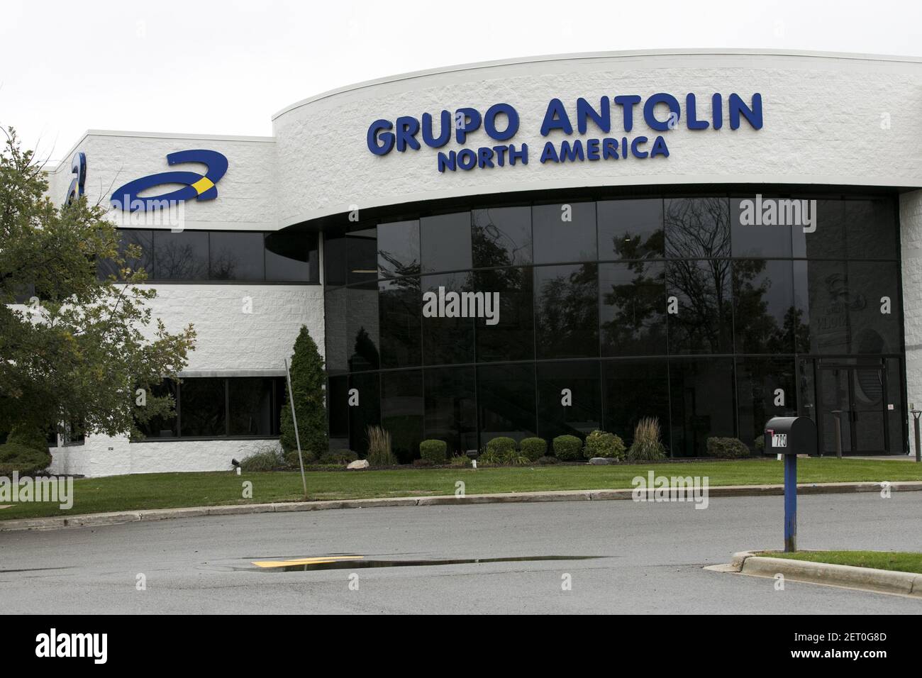 A logo sign outside of a facility occupied by Grupo Antolin in Auburn ...