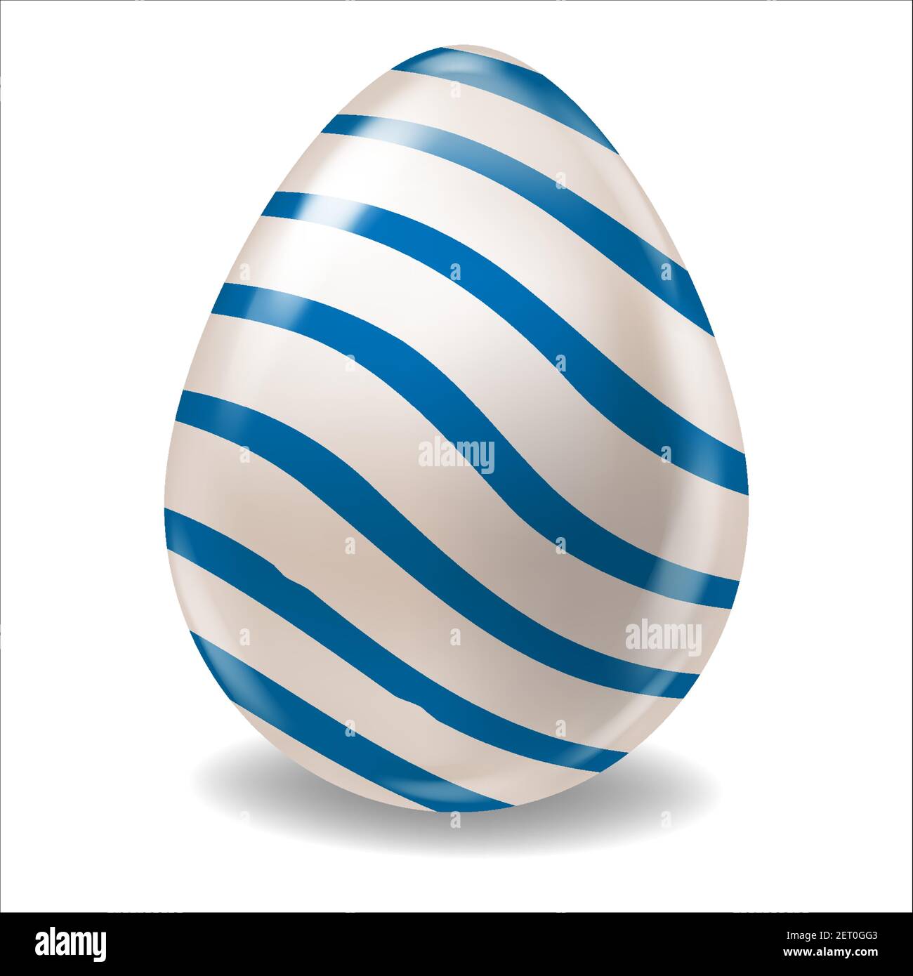 White Realistic Easter Egg Colored Blue Stripes Glossy. Vector ...