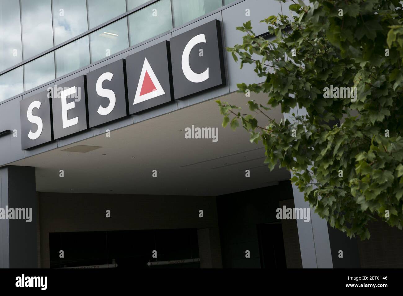 A logo sign outside of the the headquarters of SESAC in Nashville ...