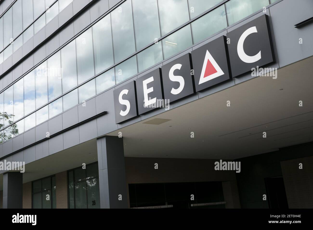 A logo sign outside of the the headquarters of SESAC in Nashville ...