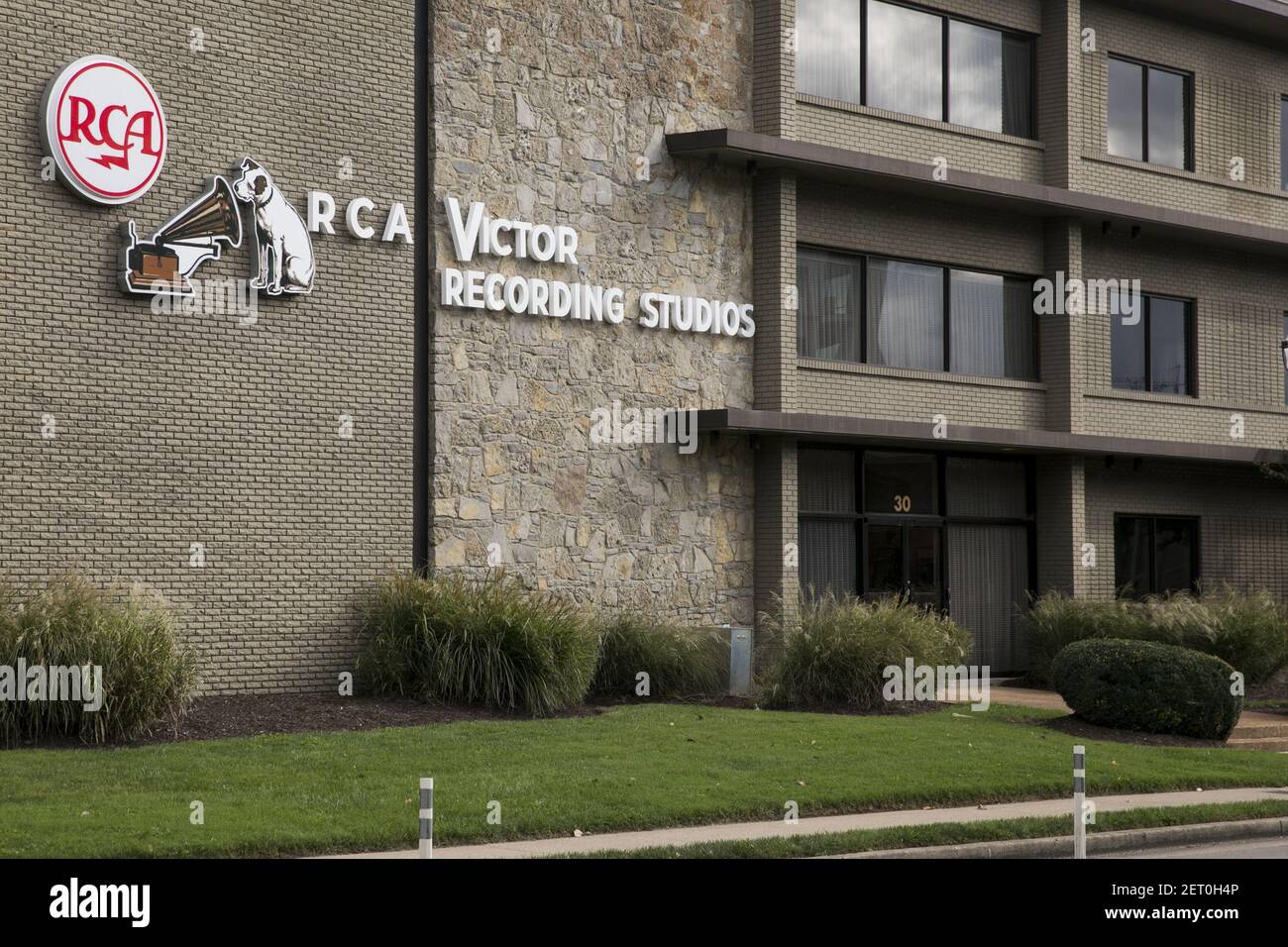 A logo sign outside of The RCA Victor Recording Studio in Nashville ...