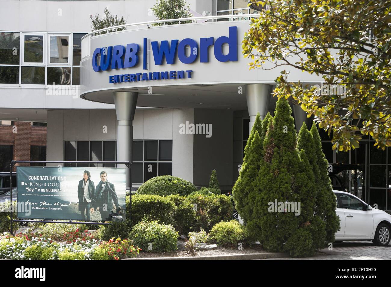 A logo sign outside of the headquarters of Curb Records and Word ...