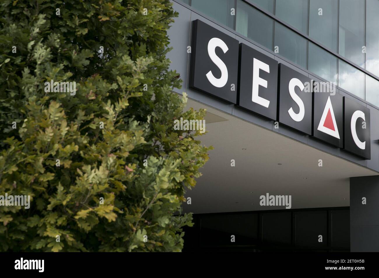 A logo sign outside of the the headquarters of SESAC in Nashville ...