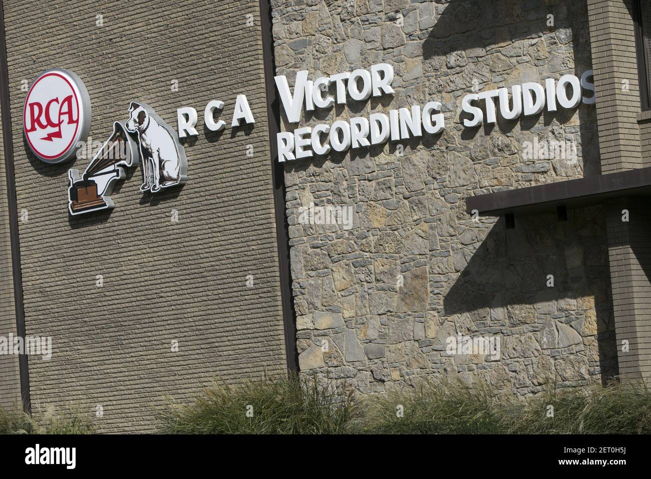 A logo sign outside of The RCA Victor Recording Studio in Nashville ...
