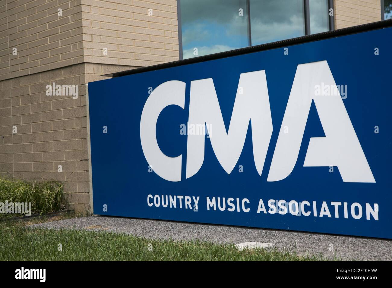 A logo sign outside of the the headquarters of The Country Music ...