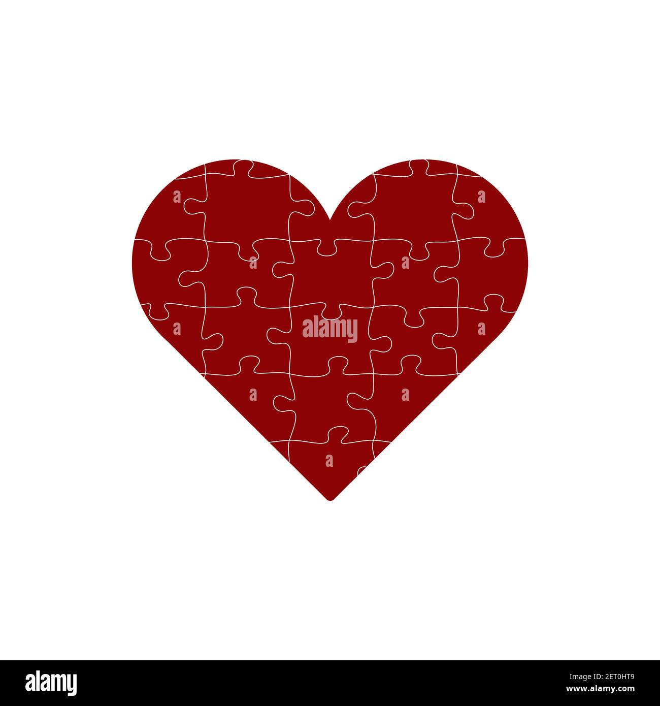 Jigsaw puzzle with all its pieces put together forming a big red heart ...