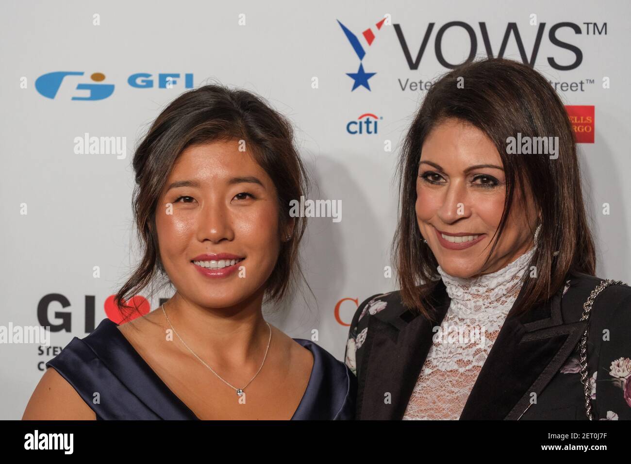 Veteran Air Force Captain Jen Oh (L) is seen with NY Comedy Festival ...