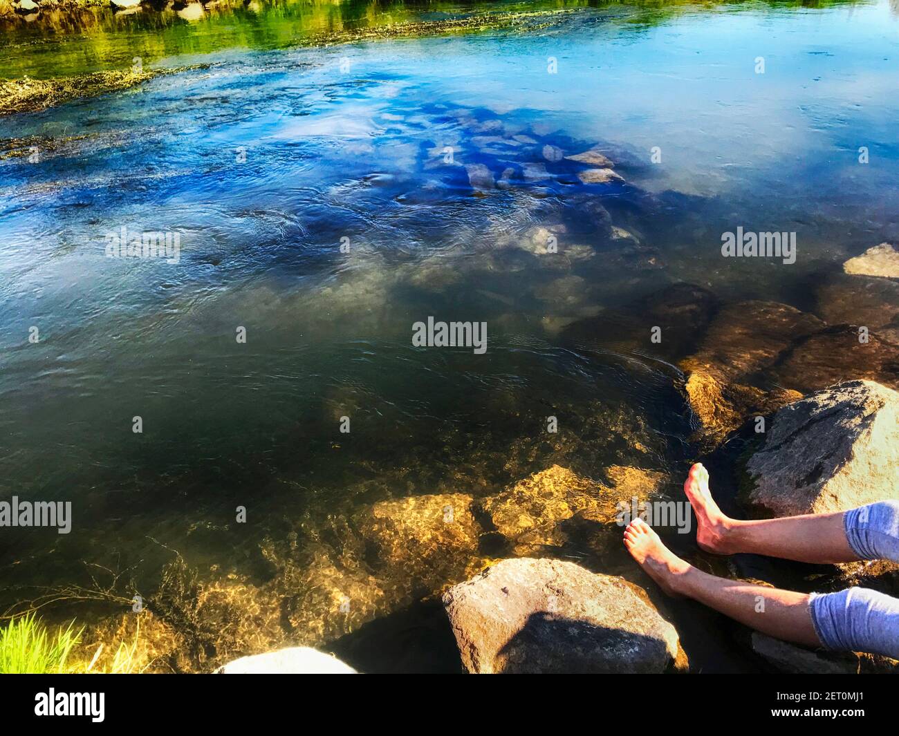Person's feet at the edge of a river, Poland Stock Photo - Alamy